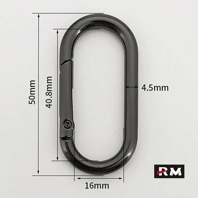Карабин-кольцо для сумок и ключей, овальное пружинное, цинковый сплав, черное, 2 шт, внутренний диаметр 40 мм, универсальная фурнитура для ремонта и DIY