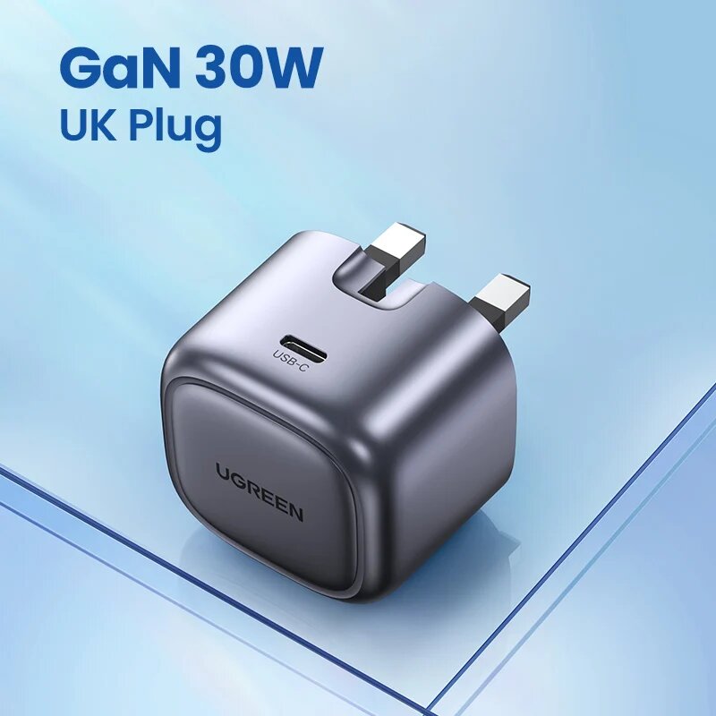 Зарядное устройство UGREEN Nexode GaN на 30 Вт, устройство для быстрой зарядки GaN 30W UK Plug