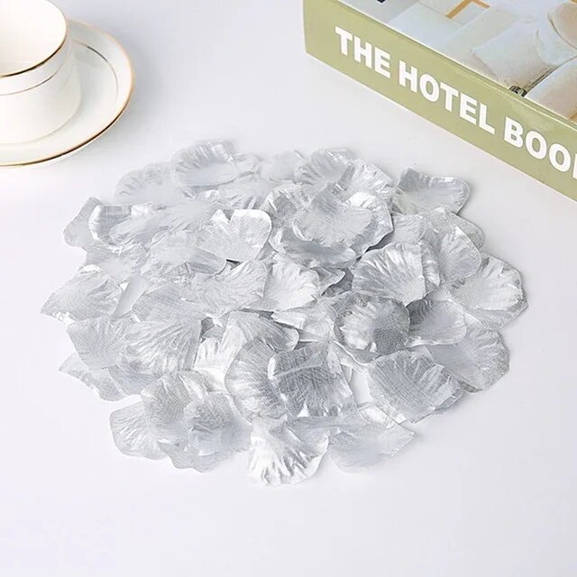 Искусственные лепестки роз MOONBIFFY, 100/200 шт. Белый, 100pcs, Silver