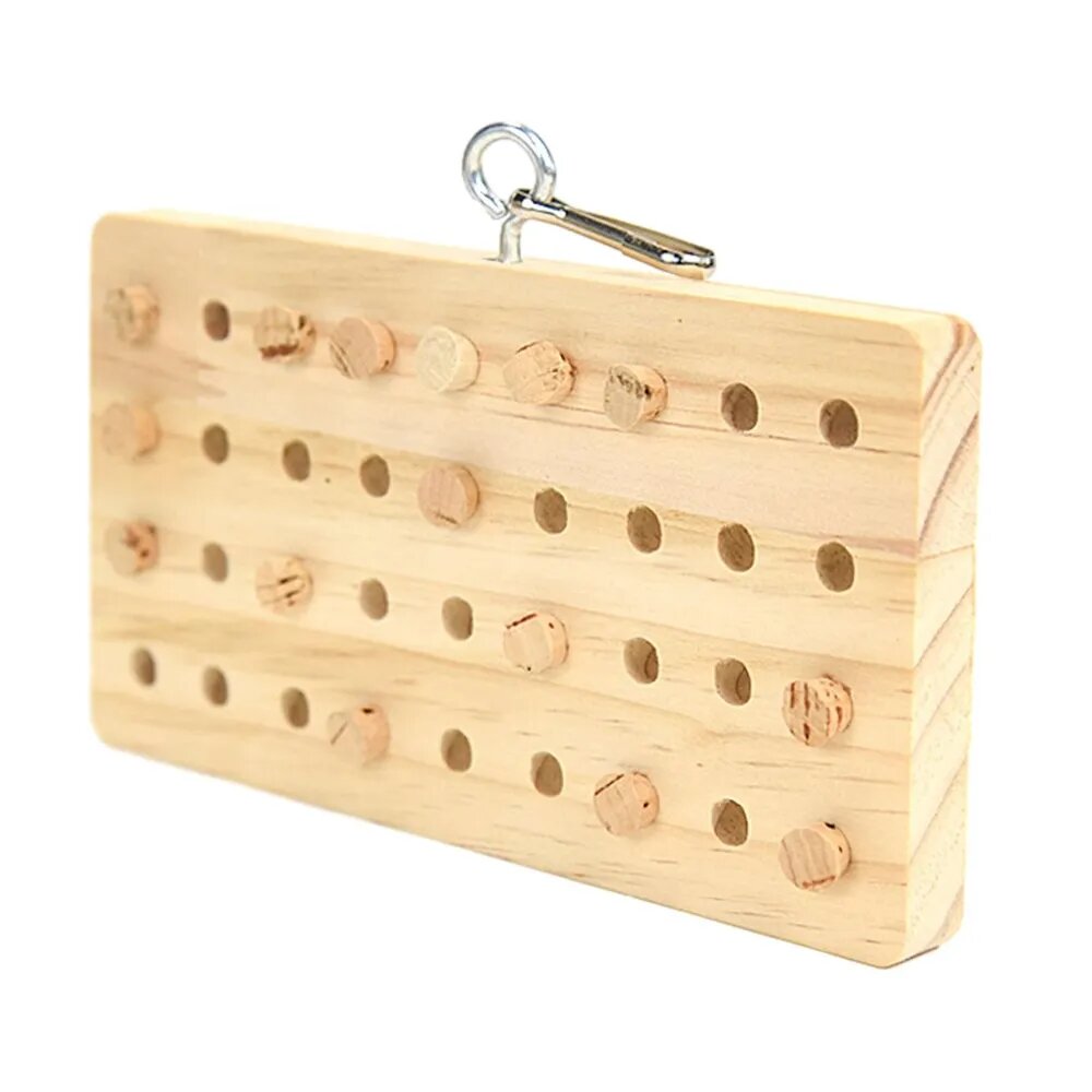 Игрушка для птиц жевательная деревянная с 30 пробками для попугаев и неразлучников, развивающая кормушка-головоломка для клеточной активности.