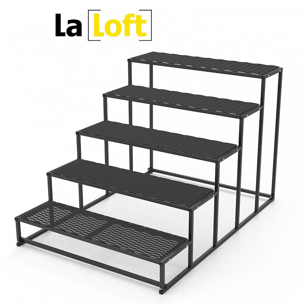 Входное готовое крыльцо "Сетка" на 5 ступеней в сборе со ступенями из сетки ПВЛ