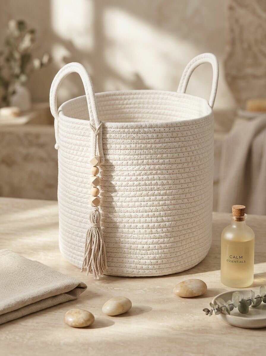 Плетеная корзина для белья в ванную и игрушек 28х28х28 см