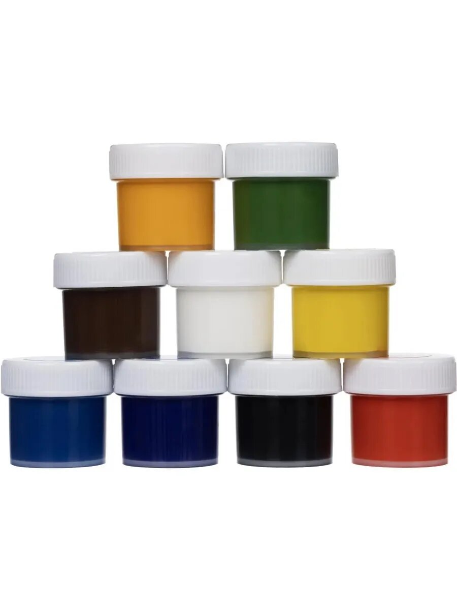 Яркая Гуашь 9 цветов, 20 мл - для творчества
