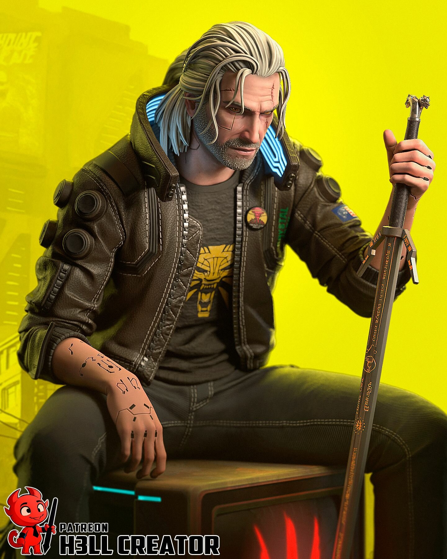 Сборная модель Silverronin (Geralt) (The Witcher), 132мм, 1/12 для покраски