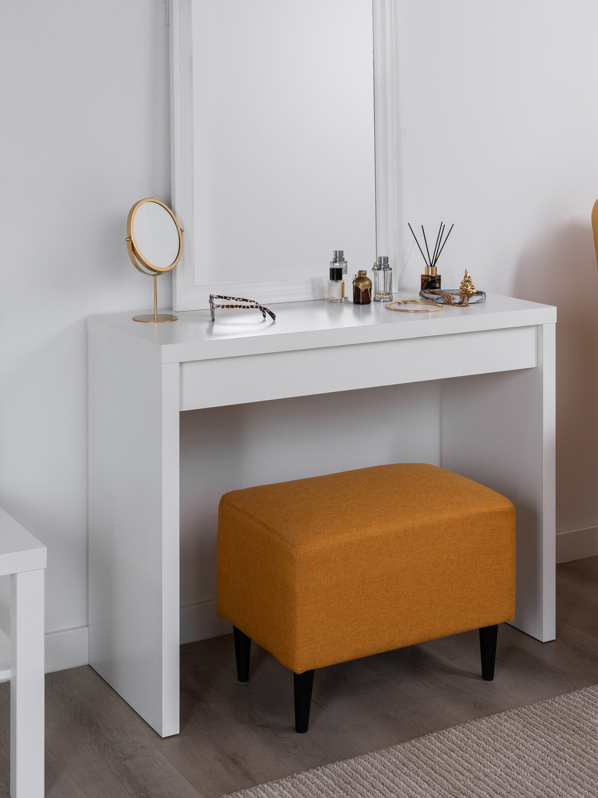 Туалетный стол ГУД лакк Энкель с ящиком, 100x78х40 см, тамбурат, белый