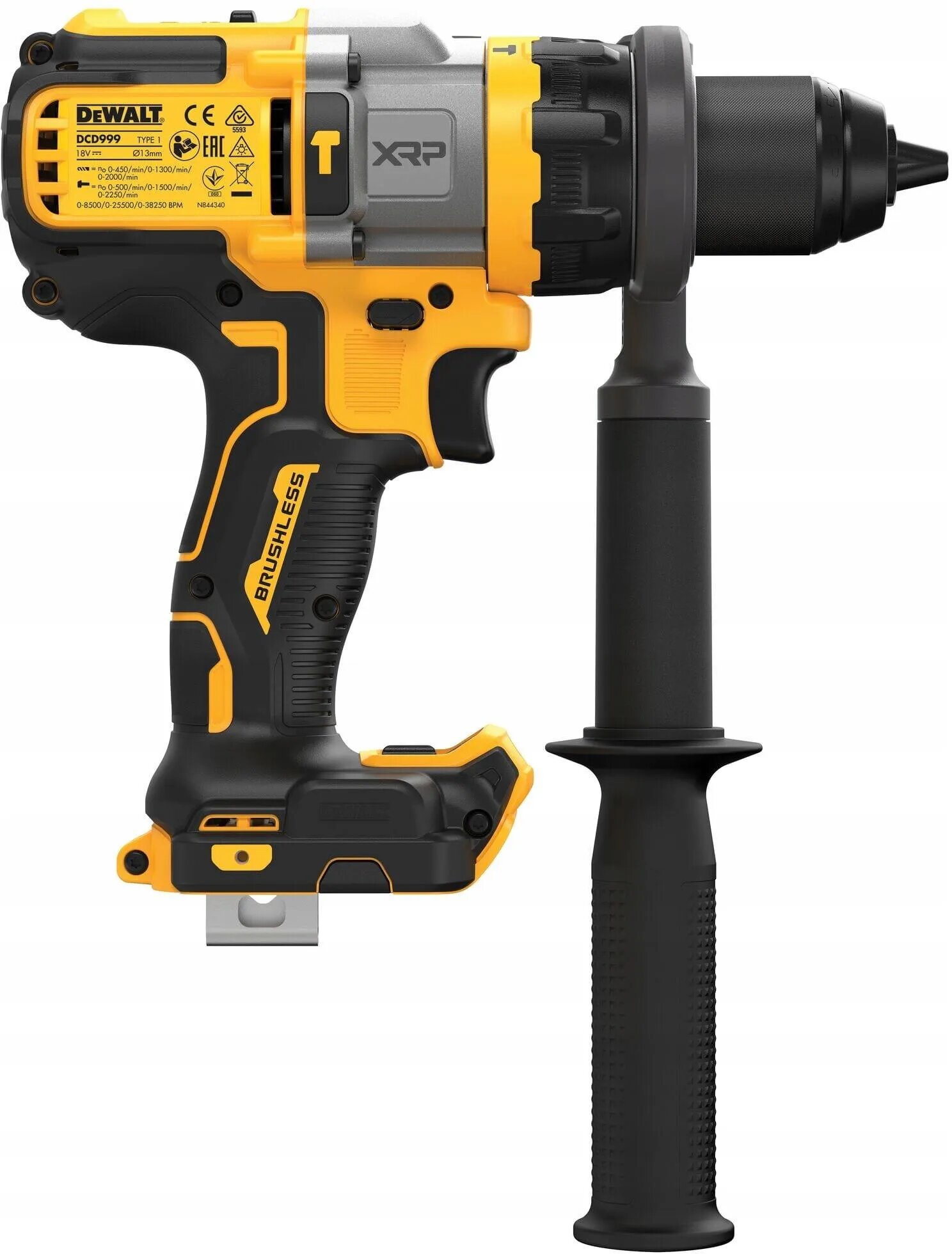 Дрель-шуруповёрт DeWalt DCD999N, аккумуляторная, ударная, без аккумулятора и кейса