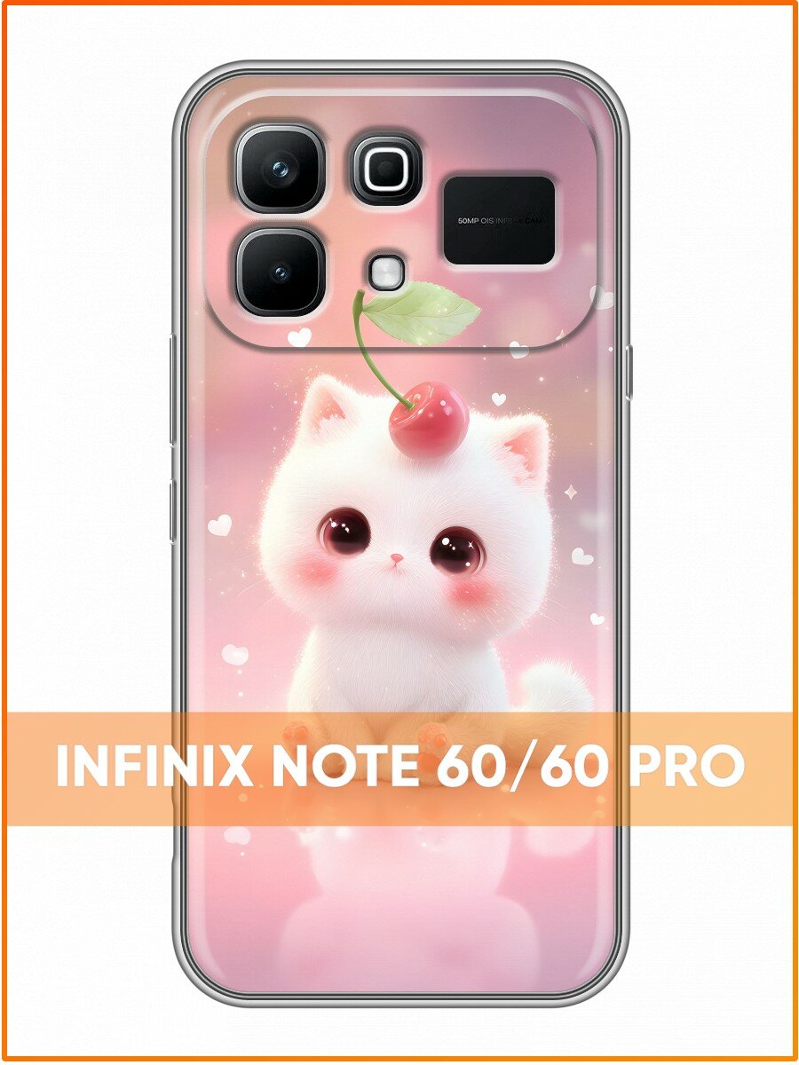 Чехол для Infinix Note 60 Pro с принтом для девочек с котенком (Инфиникс Нот 60 Про)