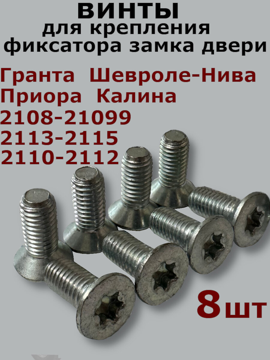 Винты крепления фиксатора замка двери 8 штук на ваз