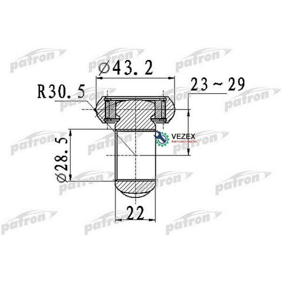 PATRON PTD007 Трипод (Z=34 D=43.2MM H=22) AUDI A3 03-12\ SEAT ALTEA 04-, TOLEDO III 04-09 SKODA OCTAVIA 04-, SUP