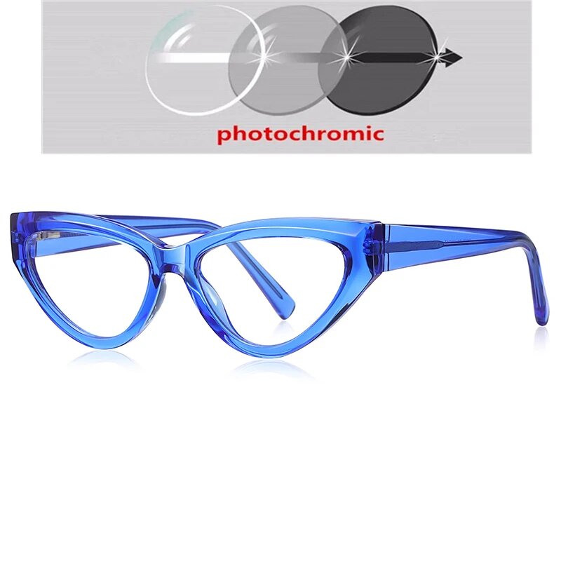 Очки GSBJXZ кошачий глаз для близорукости поликарбонат Photochromic Gray C5, Myopia -5.5