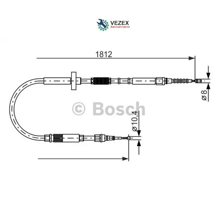 BOSCH 1987477659 трос ручника л.+п!\ Audi A4 all 95>