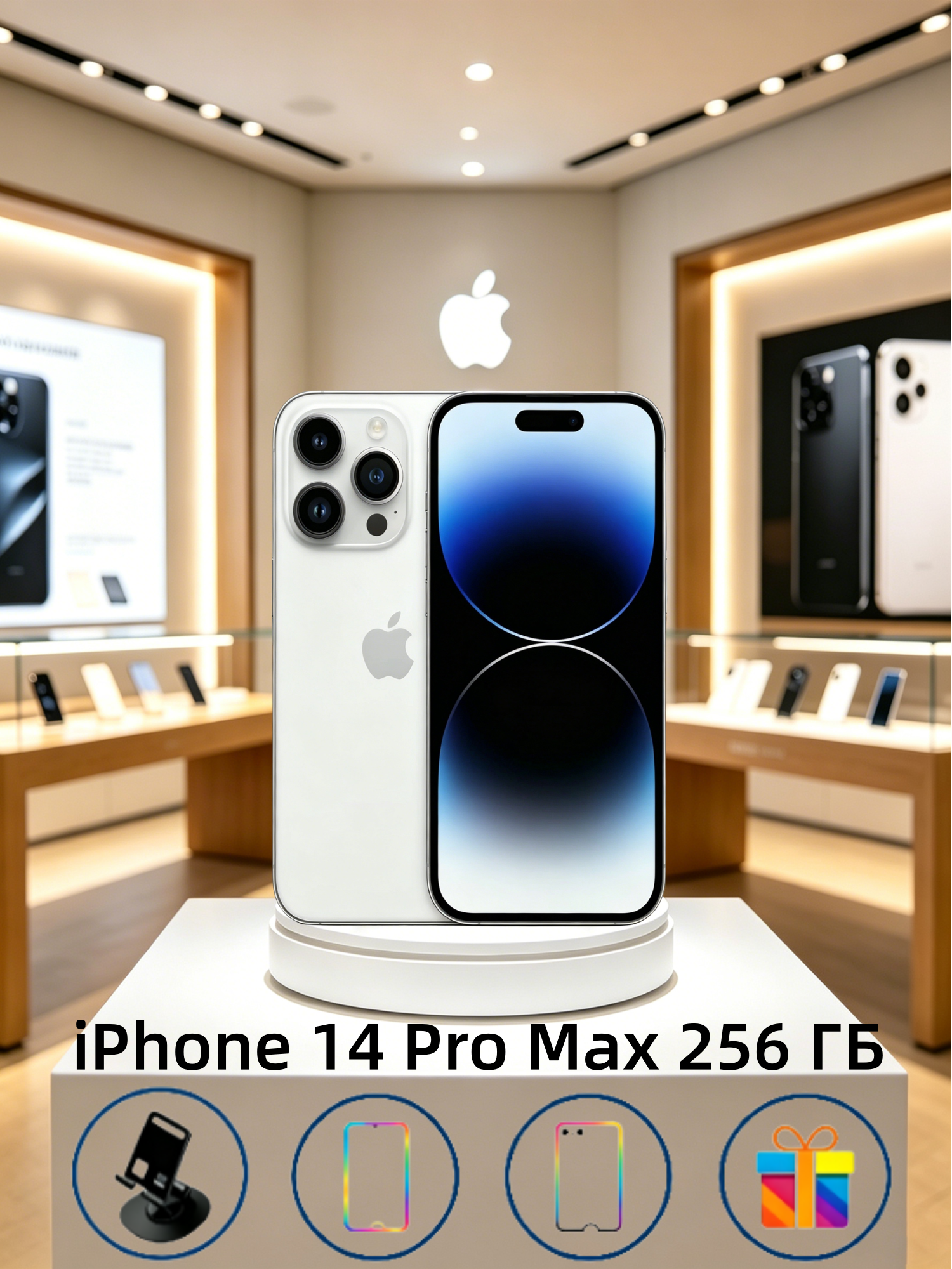 Смартфон iPhone 14 Pro Max 256 ГБ, Серебристый, 6,7 дюйма, 5G, Остров активности