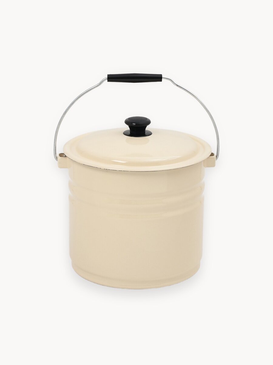 Ведро эмалированное, 10 л, с крышкой и ручкой, цвет слоновой кости