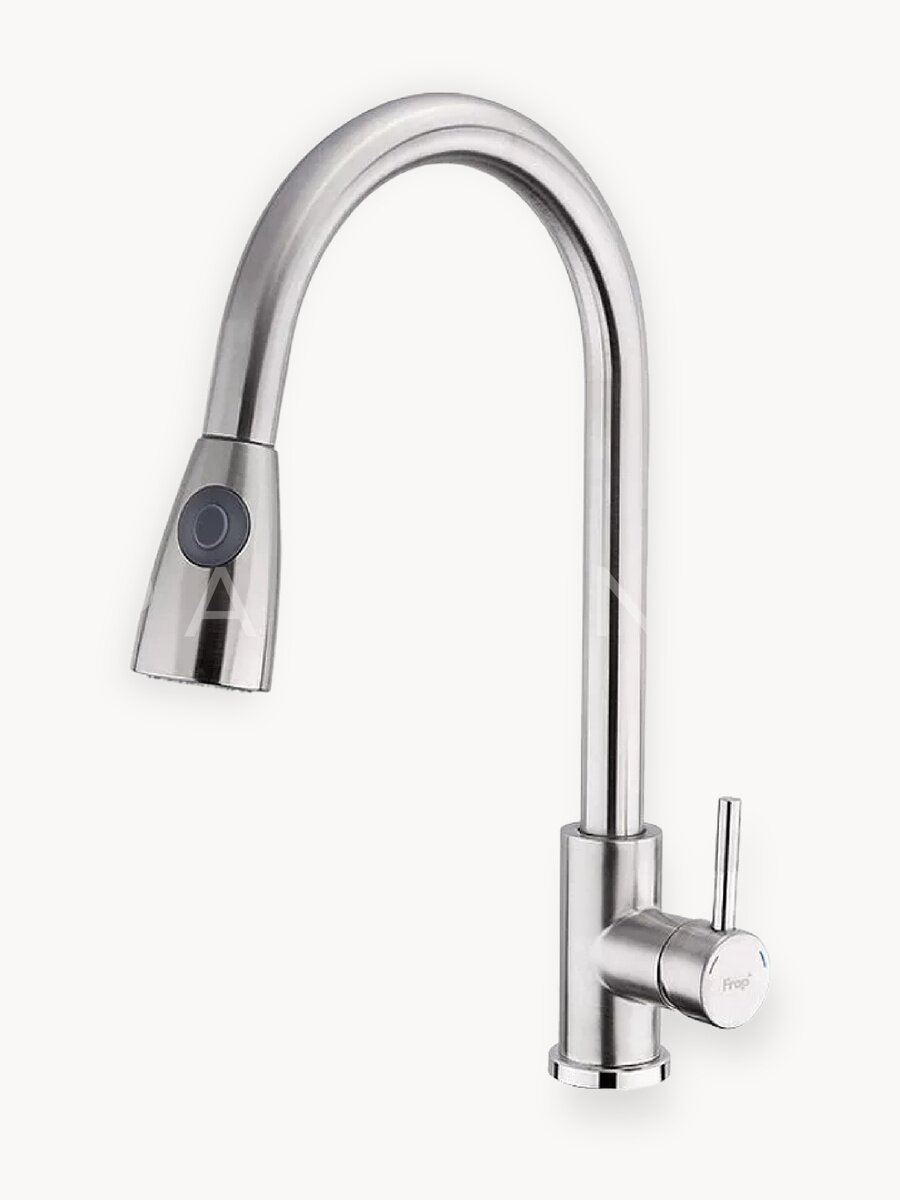 Смеситель для кухни Frap F60899-1, нержавеющая сталь, поворотный излив