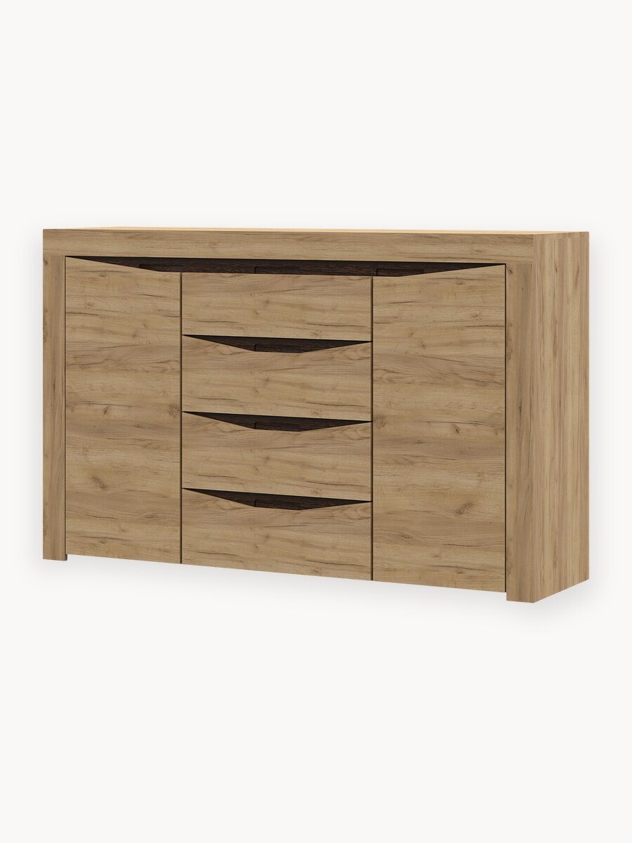 Комод напольный Hoff Паола, 160х100,6х43,6 см, матовый фасад, ЛДСП, цвет дуб крафт золотой, венге