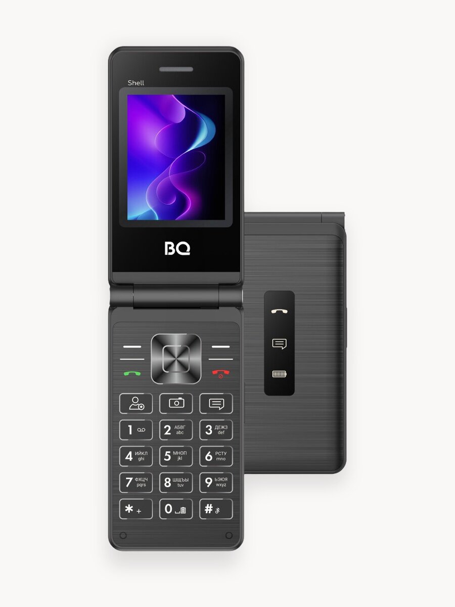 Кнопочный мобильный телефон-раскладушка с 2-мя СИМ-картами BQ 2411 Shell Black