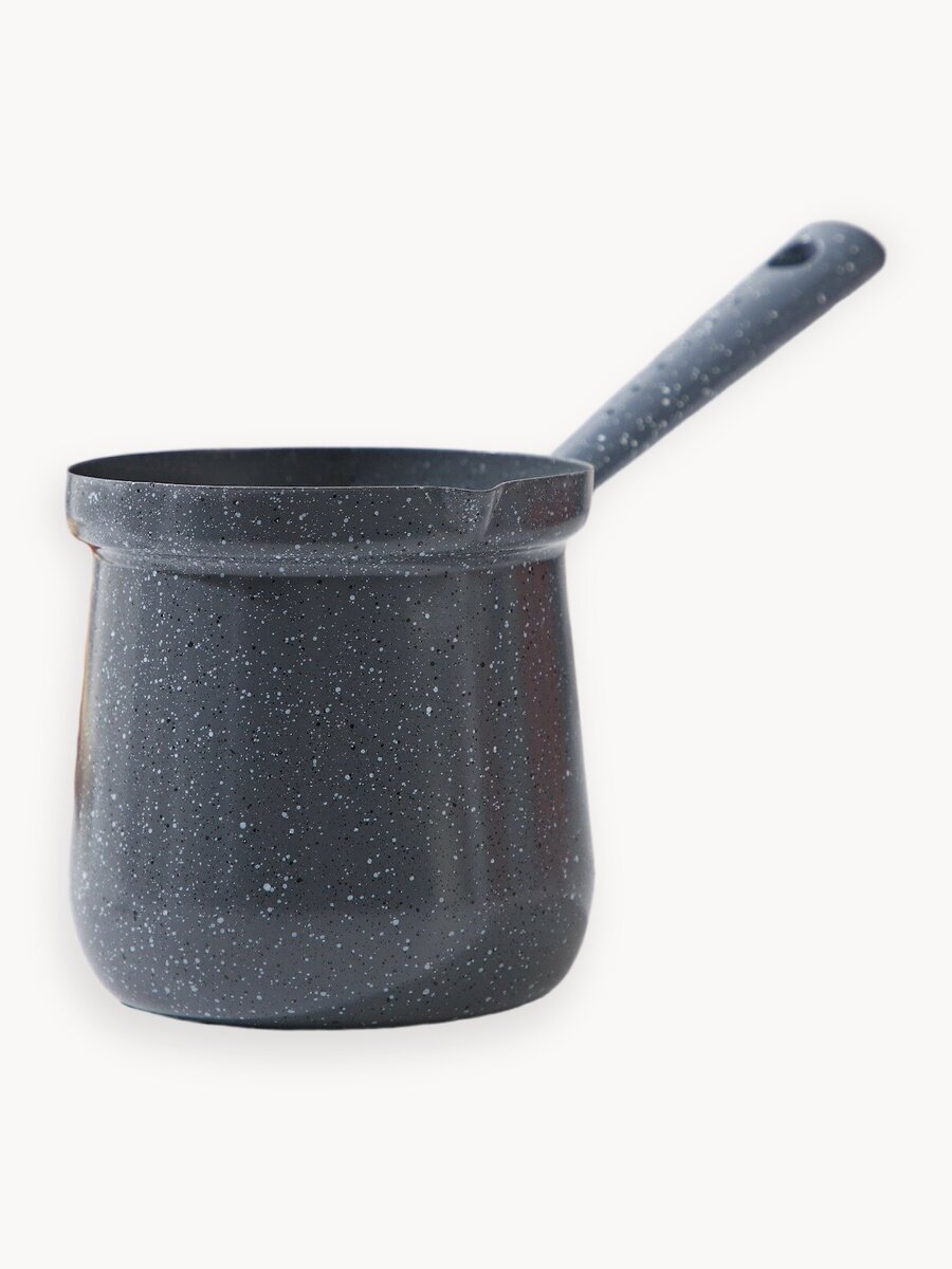 Турка Доляна «Мрамор грэй», антипригарное покрытие, индукция, пластиковая ручка, 600 мл, d=10 см, цвет серый