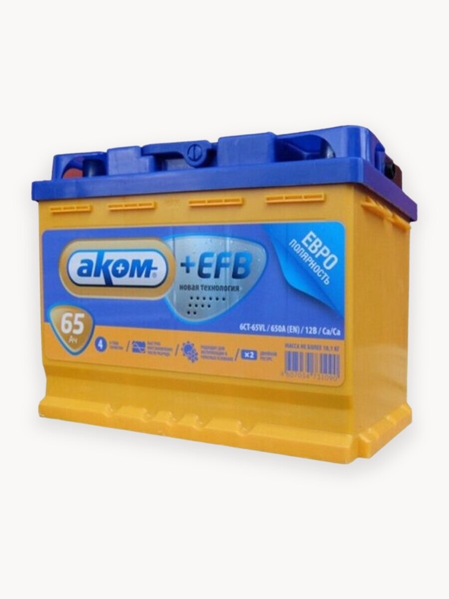 Аккумулятор Аком +EFB Евро 6СТ-65, 242x175x190, обратная полярность, 65 Ач