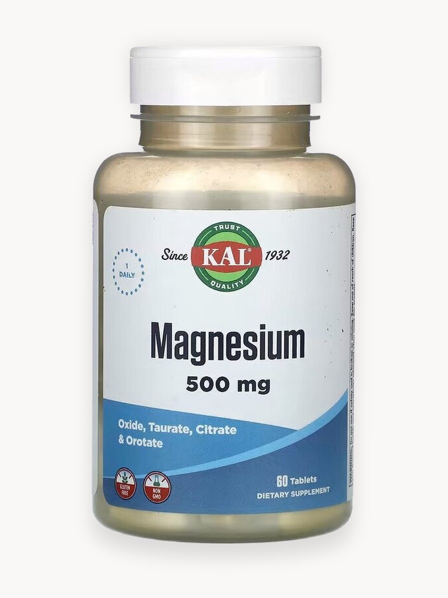 Магний KAL 500, БАД, таблетки, 60 штук, 500мг, для повышения работоспособности