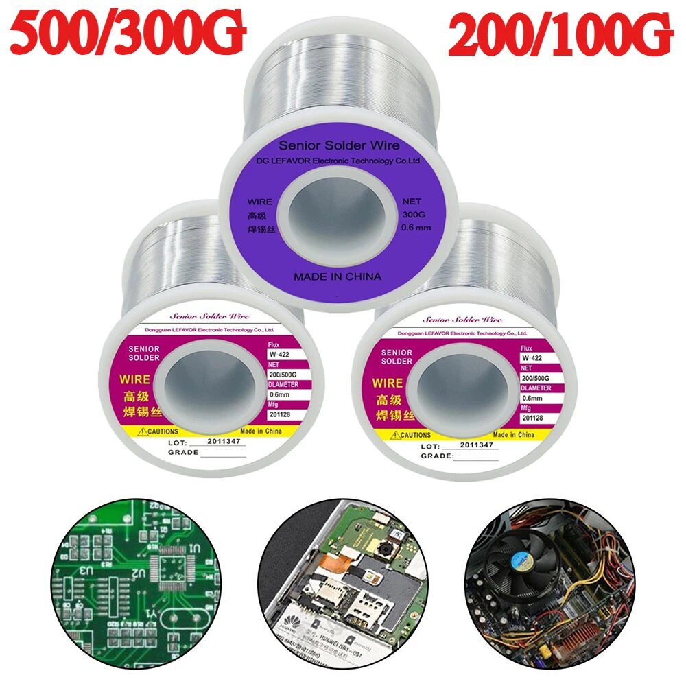 Оловянная паяльная проволока с флюсом 500/300/100 г 100g, 0.8mm