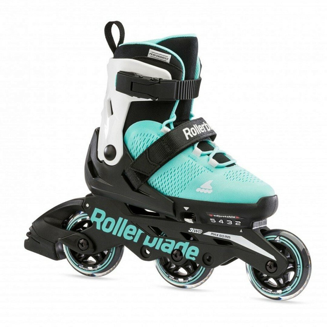 Детские раздвижные ролики Rollerblade Microblade 3WD - Aqua/White р. 33-36.5