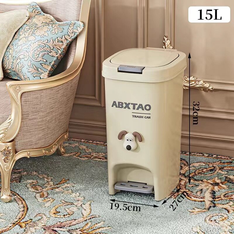 Большая педальная урна с двойным открытием, легкая роскошная кремовая стильная урна для ванной, спальни, кухни с крышкой