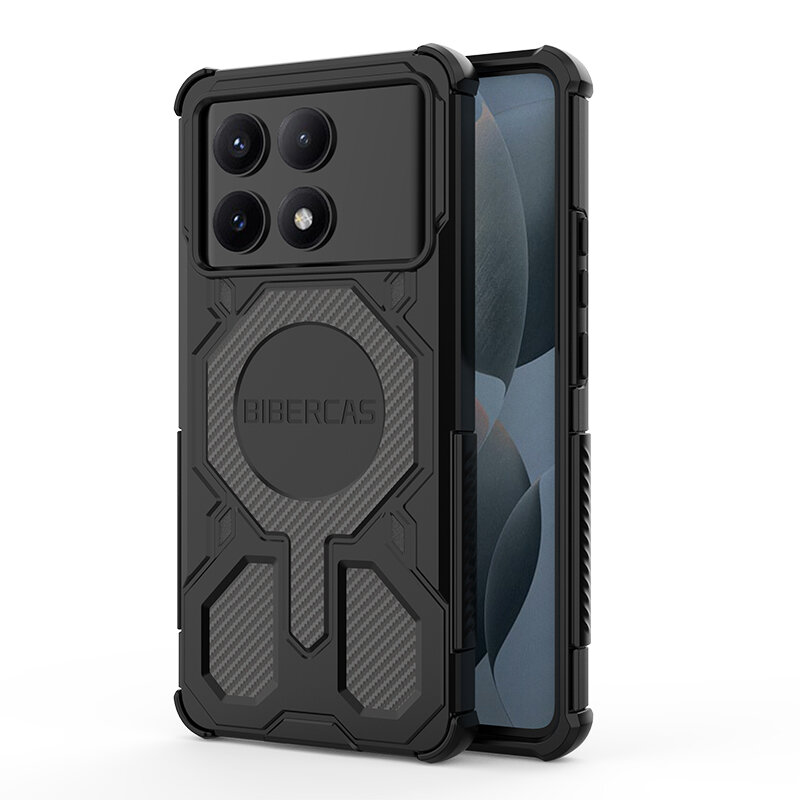 Подходит для Poco X6 Pro / Сяоми Поко X6 Про Чехол для смартфона, подставка, soft touch,360° Полная защита, кобура, поликарбонат (PC), защита камеры, ударопрочный, усиленные углы, Xiaomi, black