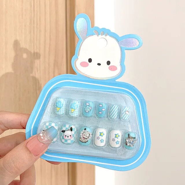 Детская наклейка для ногтей с рисунком Sanrio Hello Kitty, милая детская самоклеящаяся наклейка для ногтей Cinnamoroll Kuromi, аксессуары, игрушка в подарок для девочек