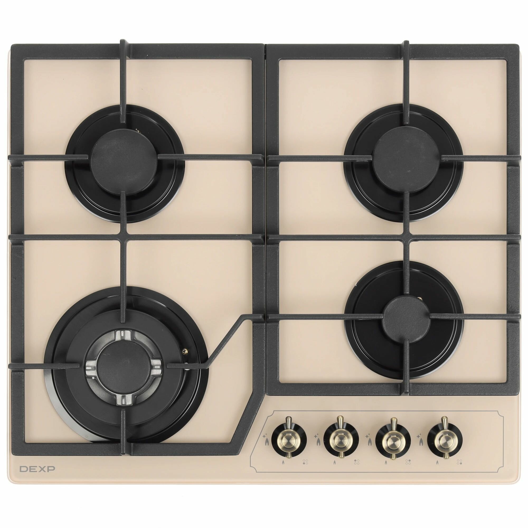 Газовая варочная поверхность DEXP "Rustic", бежевая, независимая, 4 конфорки