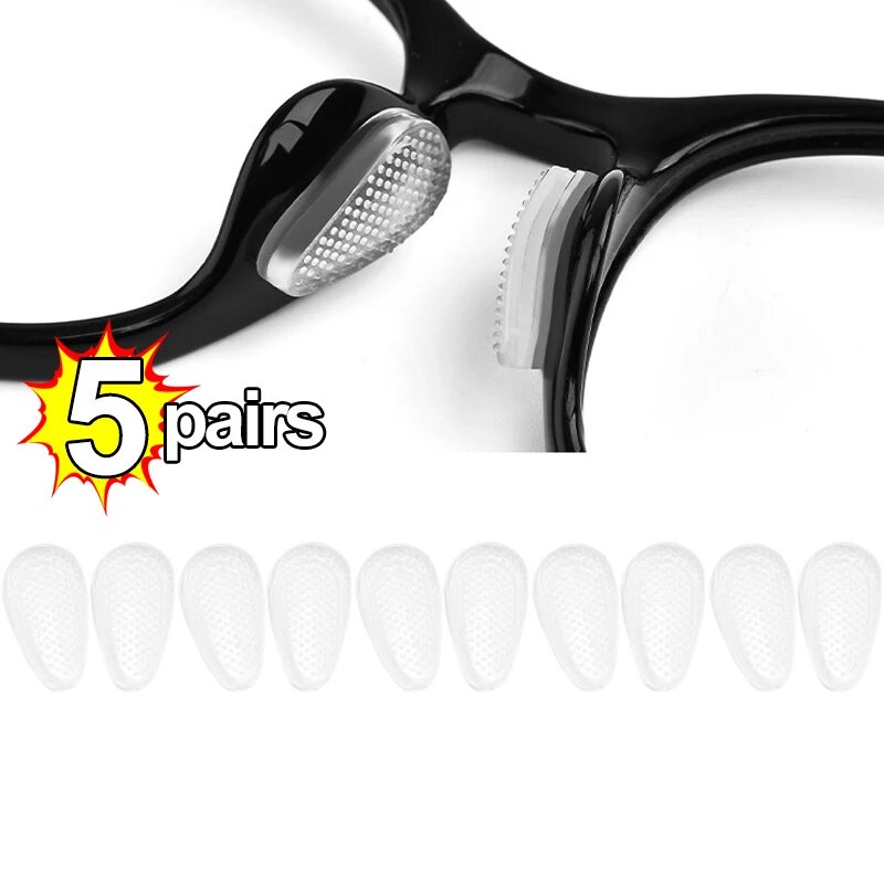 Силиконовые носоупоры для очков, мягкие Нескользящие прозрачные невидимые самоклеящиеся Стикеры для носа на воздушной подушке, аксессуары для очков White A(5pairs)