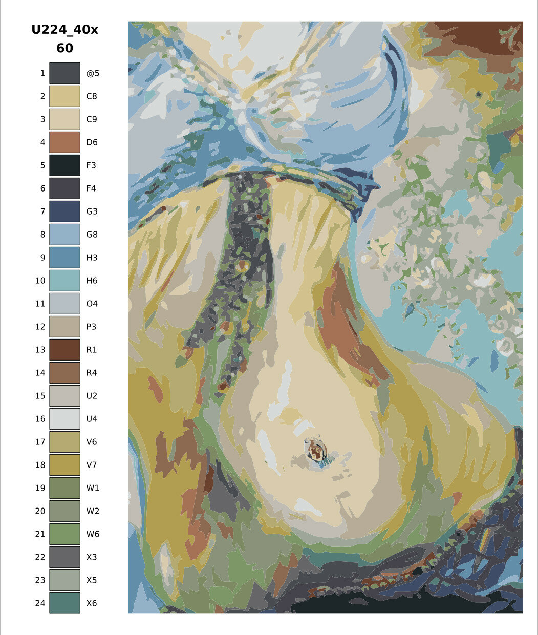 Картина по номерам U-224 "Танец живота. Танцовщица живота в синем" 60x90 см