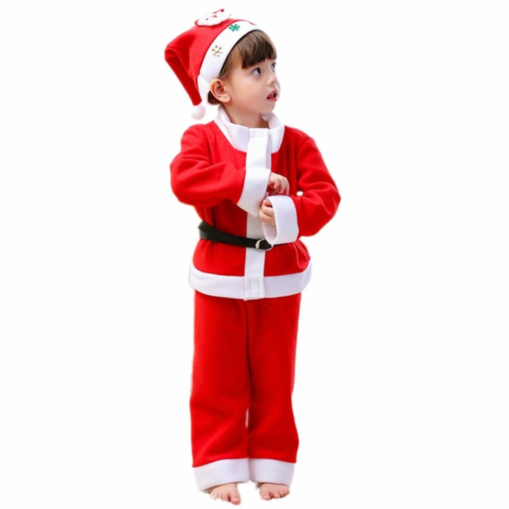 Комплект из 4 предметов, рождественский детский костюм Санта-Клауса-мужское сокровище-120 см