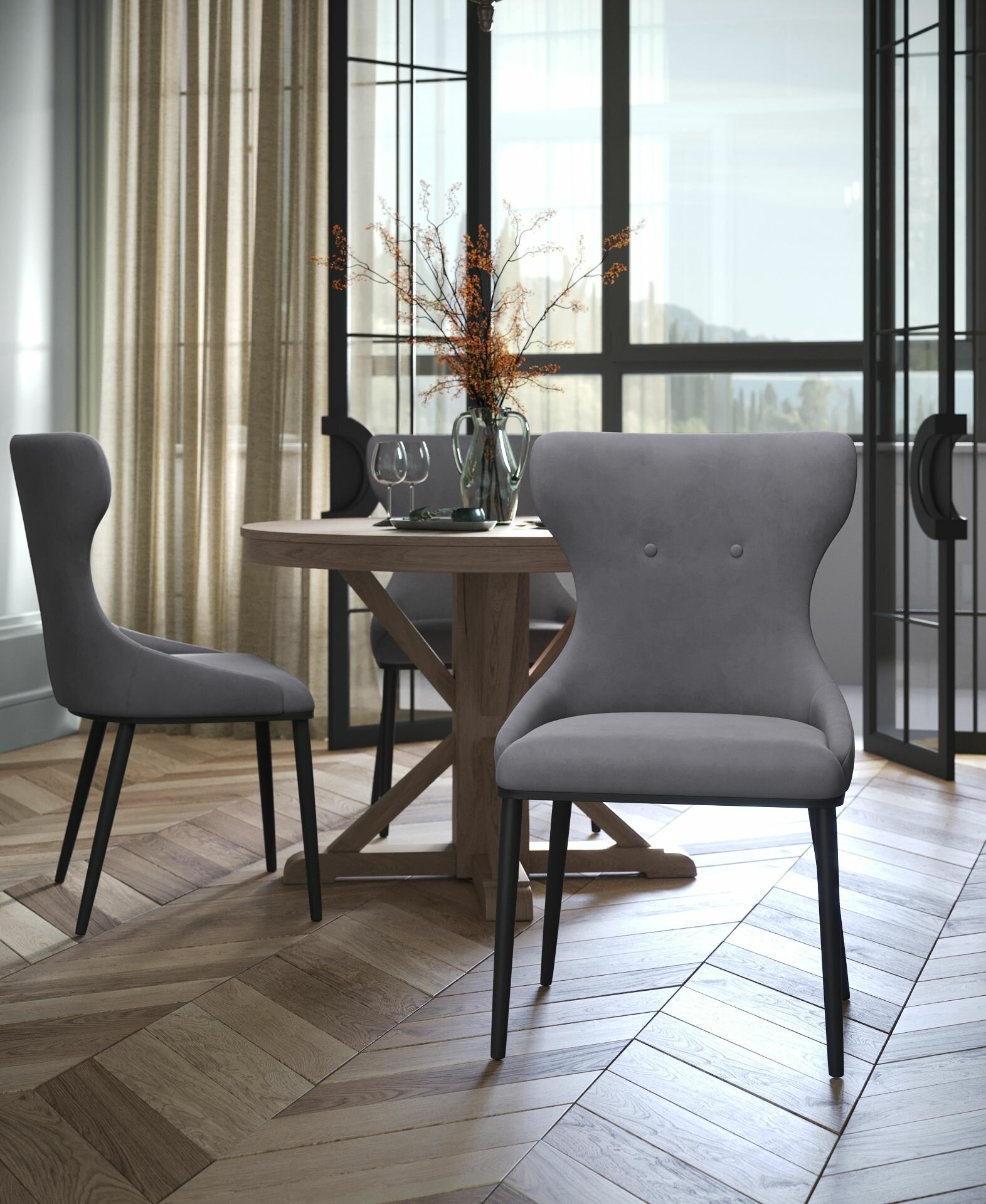 Стул кресло Премьер, микровелюр, мягкий для кухни, цвет темно-серый