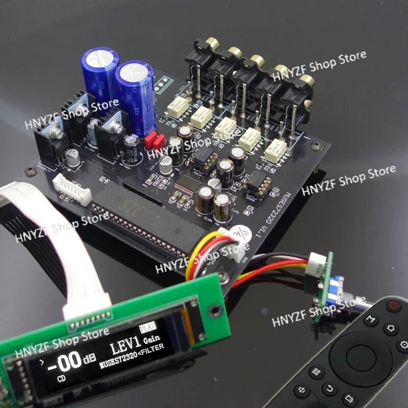 2,08-дюймовый OLED MUSES72320 HIFI предусилитель, регулятор громкости 4 в 1, реле с инфракрасным пультом дистанционного управления
