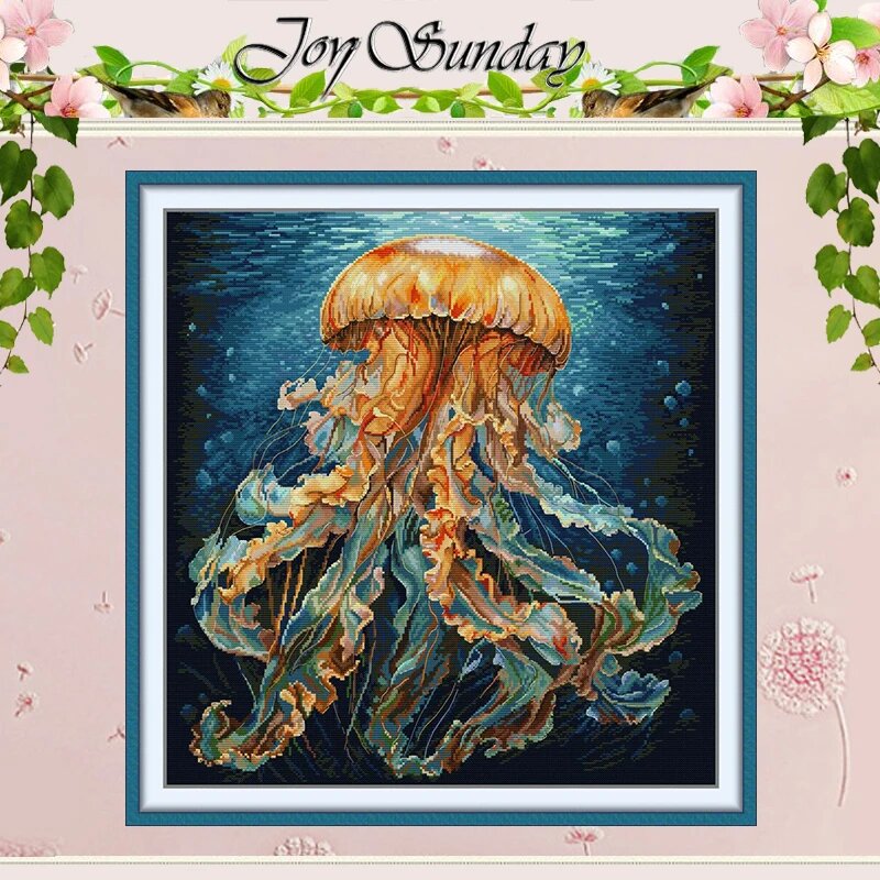Набор для вышивки крестом "Глубоководная медуза" Joy Sunday 14CT blank canvas