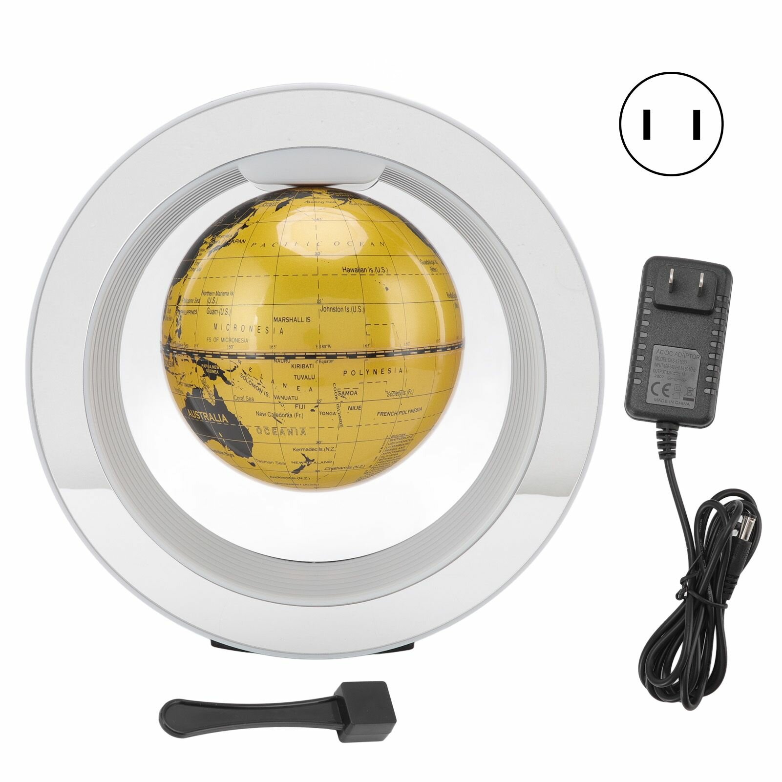 Магнитный глобус с левитацией, золотой, вращающийся, LED-подсветка, американская вилка, для офиса