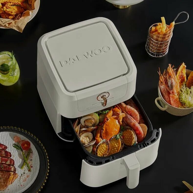 Аэрогриль Daewoo DAEWOO K11 , мощность 1500Вт, объём чаши 5л, белый