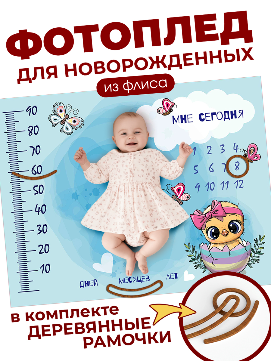 Фотоплед детский из флиса Homepick "Chick_Blue/39524/" 100х130 см