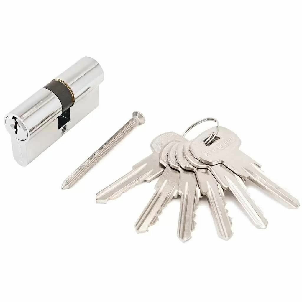 Личинка замка Аллюр для двери, 70 мм, хром, латунь, 6 ключей