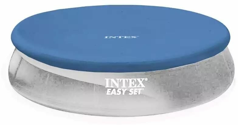 Тент для бассейна Intex с надувным бортом, диаметр 244 см, синий