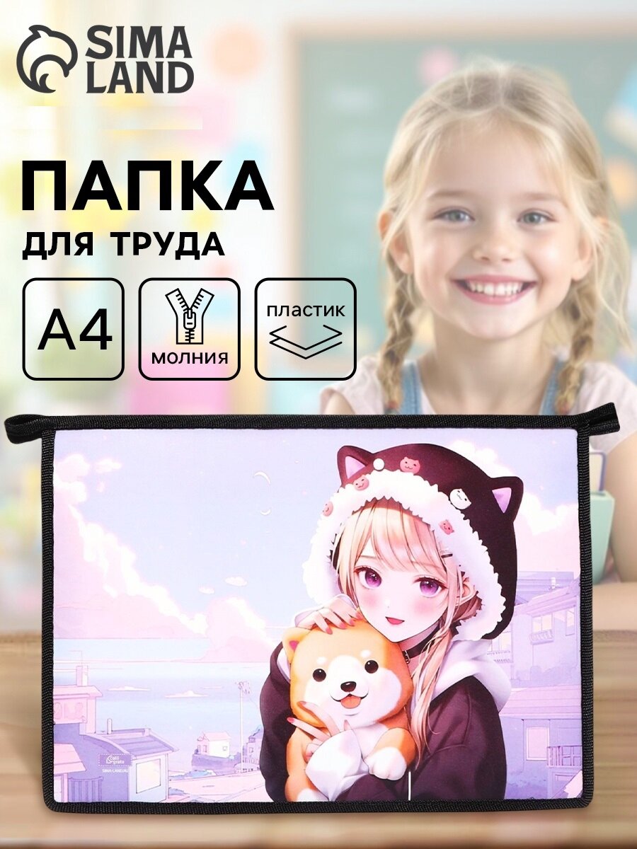 Папка для труда Calligrata «Аниме», А4, пластиковая, 23×32.5×5.5 см