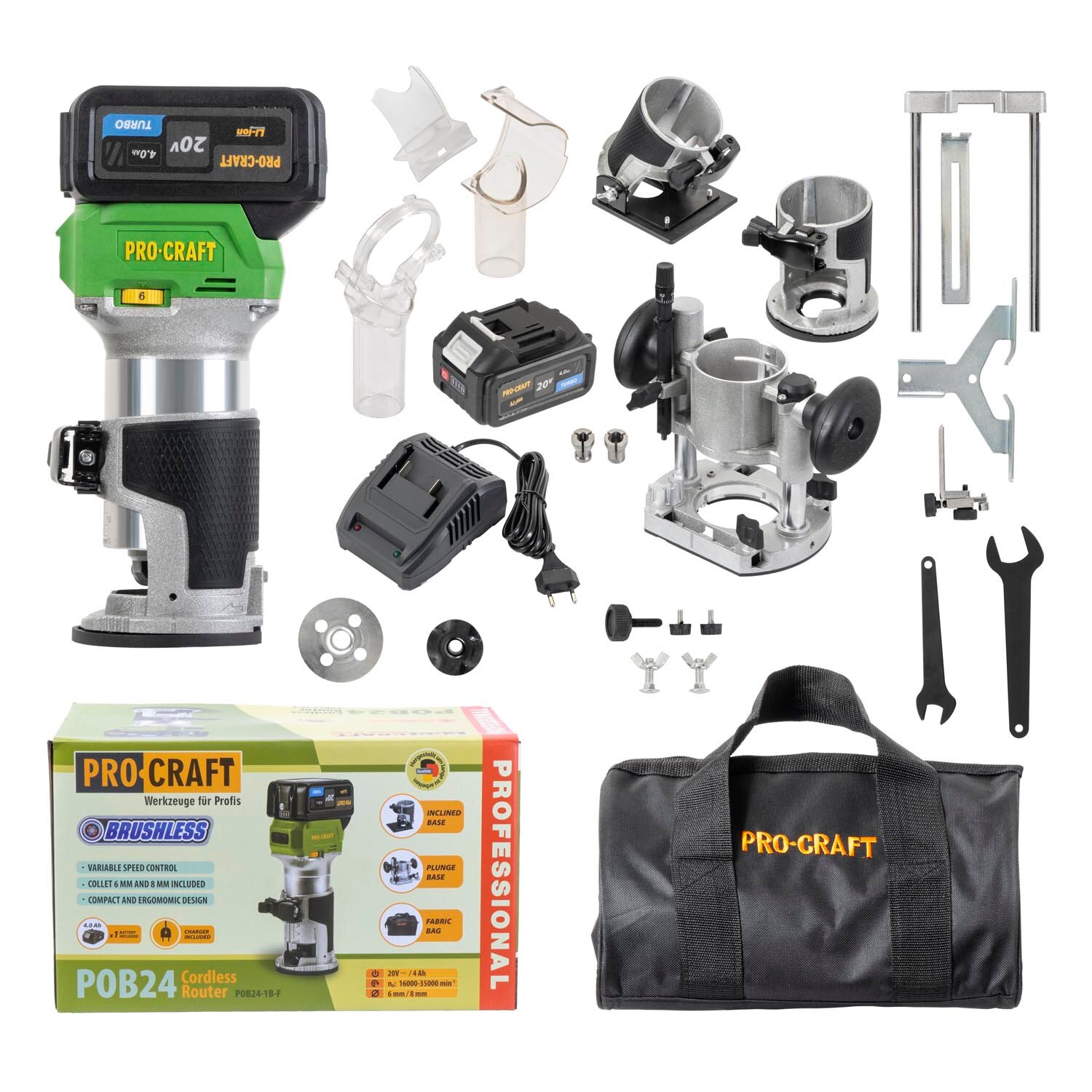 Аккумуляторный фрезер Pro-Craft POB24 (с 1 АКБ и ЗУ)