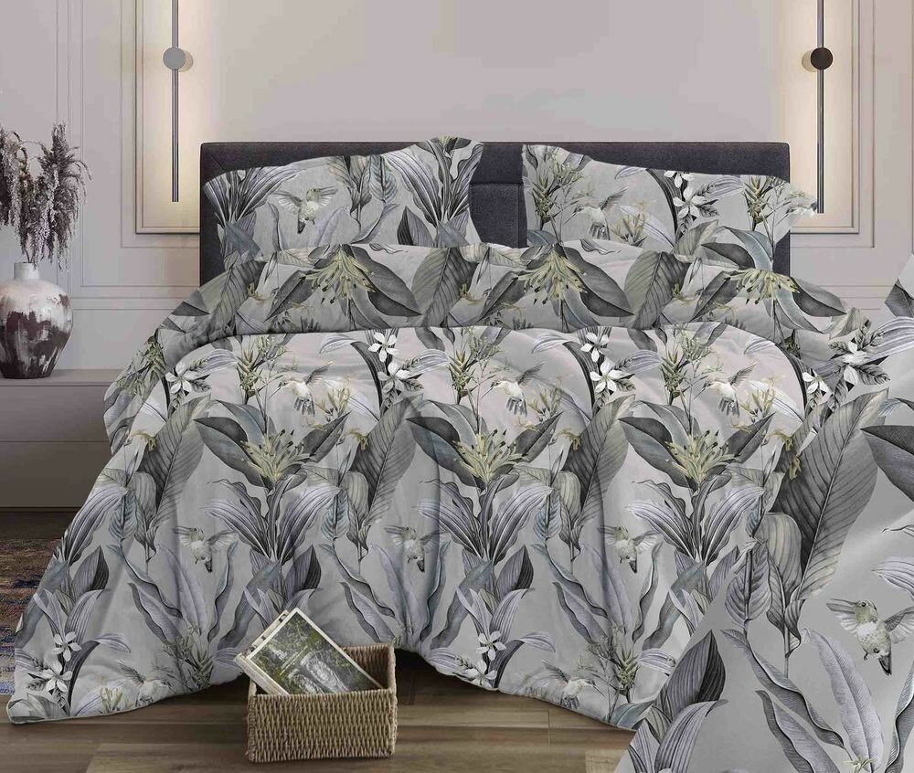Комплект постельного белья Семейный, бязь "Комфорт" (Джунгли, серо-бежевый)