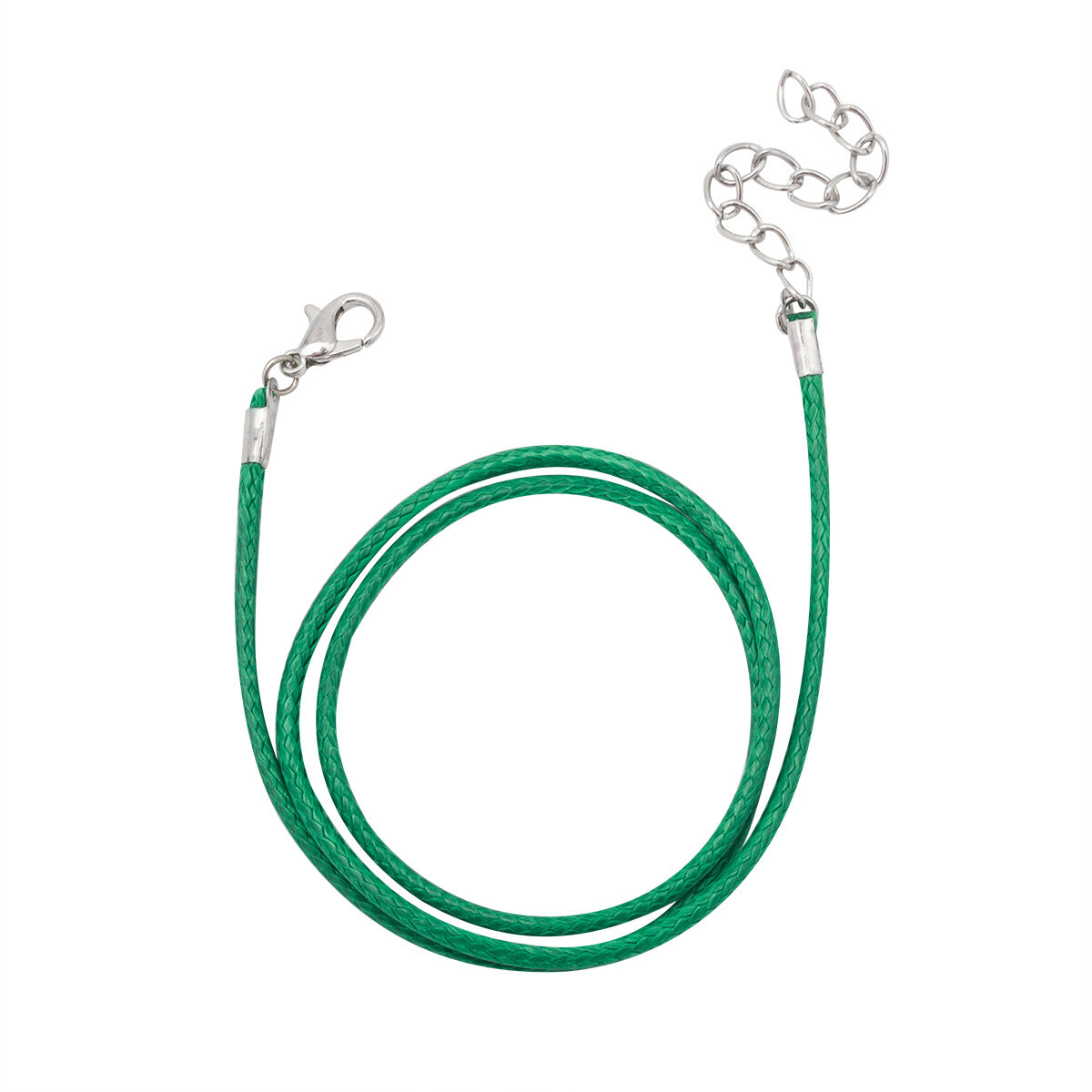 Шнурок для крестика, кулона, подвески на шею, 2 мм*43 см, вощеный, с застежкой, тёмно-зелёный, Astra&Craft
