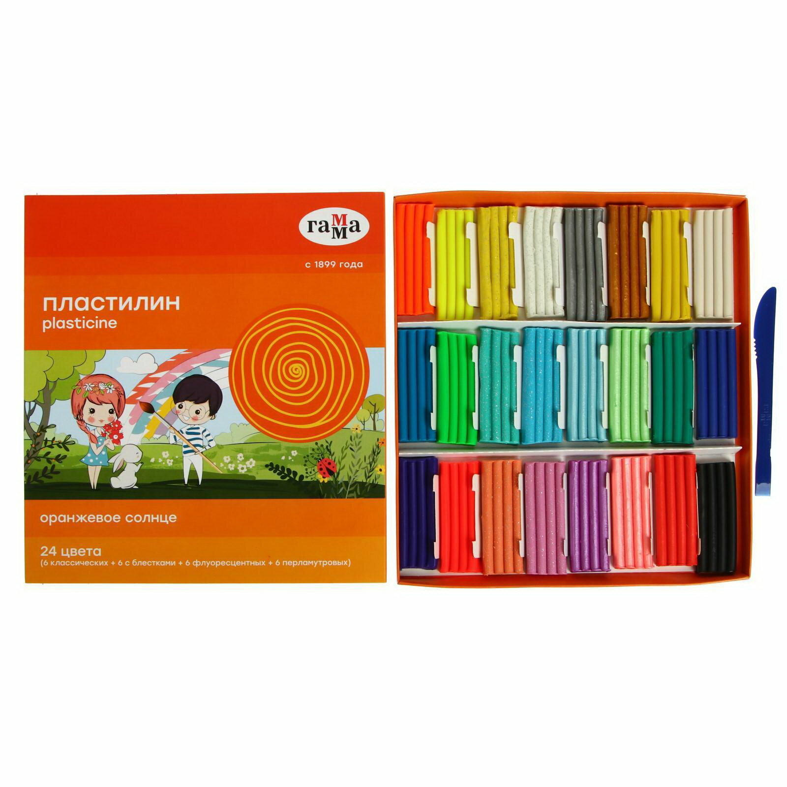Пластилин 24 цвета 312 г, особенности изделия: без особенностей