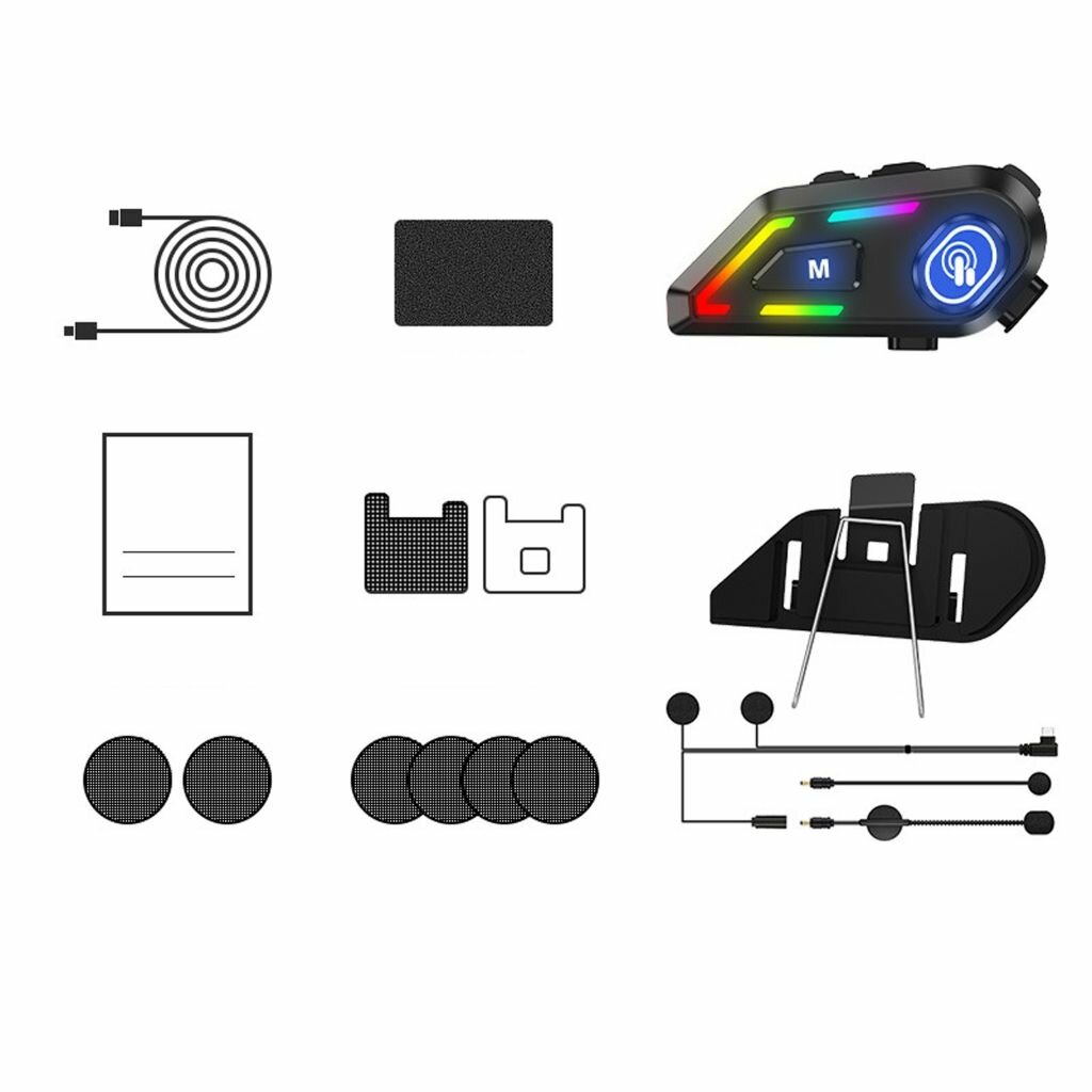 Беспроводные наушники для мотошлемов с RGB-подсветкой