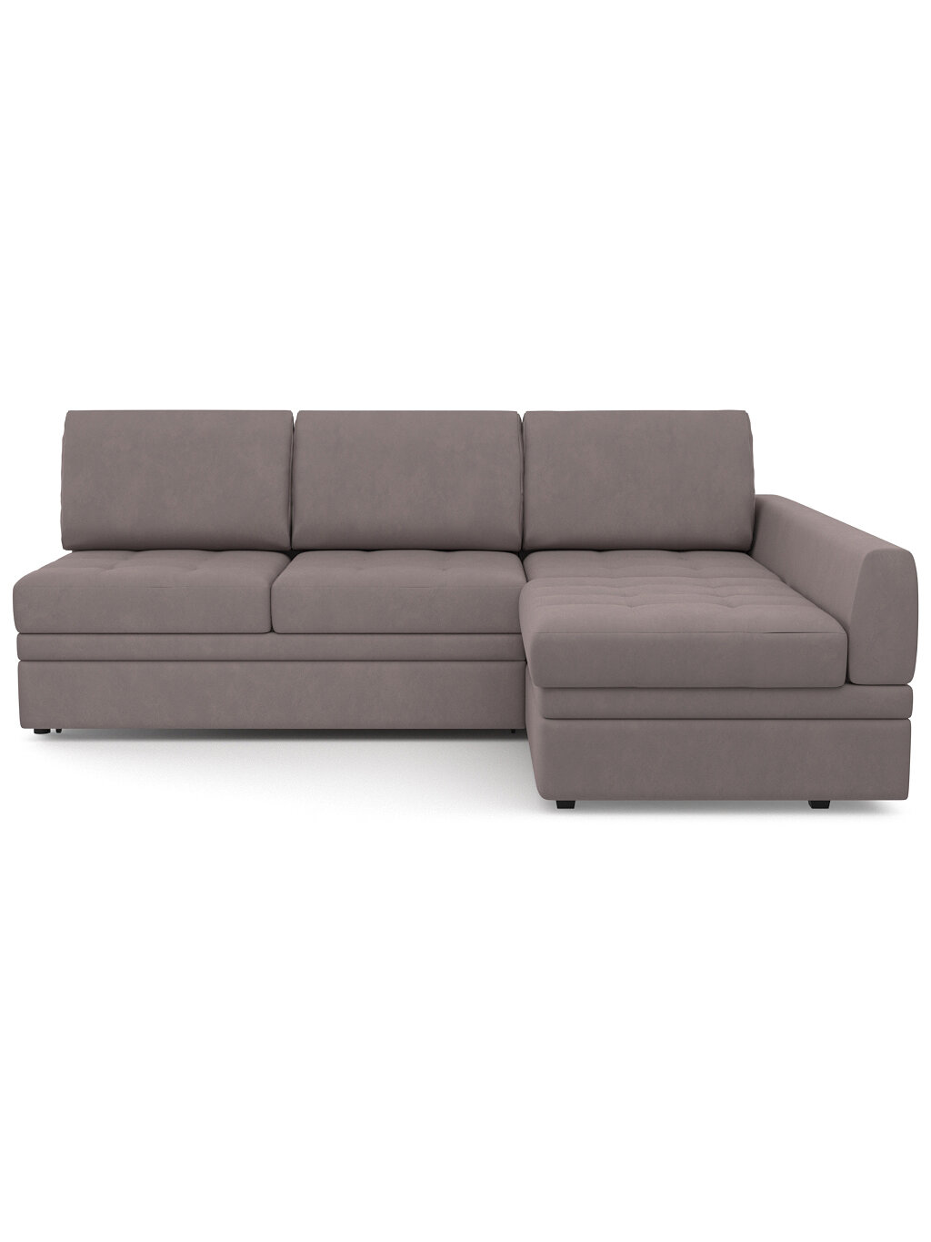 Угловой диван-кровать PUSHE раскладной Бруно, правый угол, велюр, коричневый Formula 290