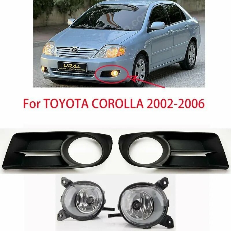 Фары автомобильные, Противотуманная фара, 4 шт, арт. Автомобильные противотуманные фары и рамки противотуманных фар для TOYOTA COROLLA 2002-2006