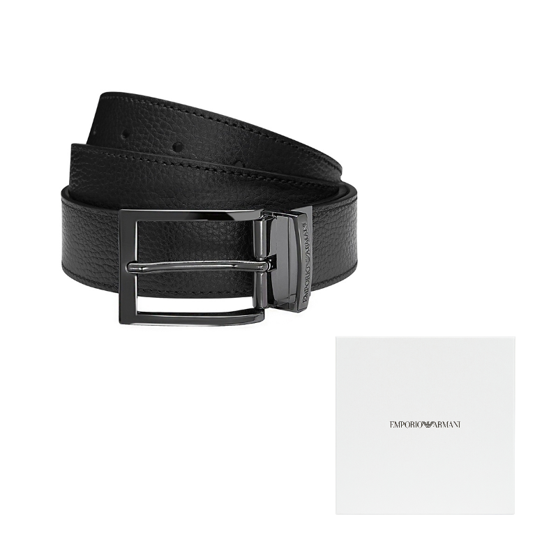 EMPORIO ARMANI Ремни с застежкой на кнопке мужские черные ширина 3,5 см коровья кожа OneSize