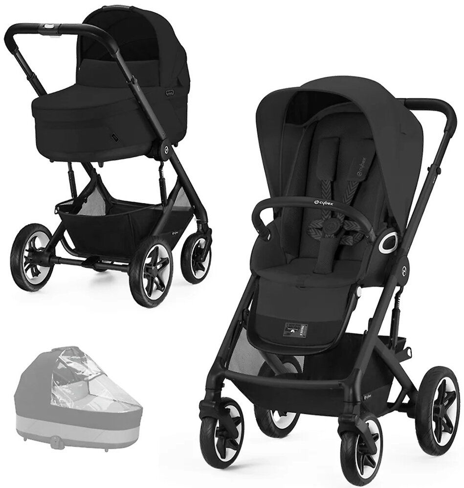 Cybex Talos S LUX | 2-в-1 (Moon Black на шасси Black с дождевиками)